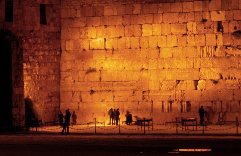 Close Up View - Wailing Wall at Night